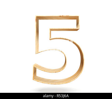 Alphabet en bois décoratif cinq chiffres symbole - 5. Le rendu 3d ...