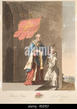 Évêque en surplice brodé et albe tenant un maniple, 10e siècle. Évêque ...