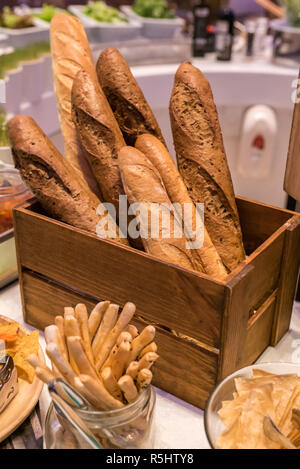 Bar pain station en buffet traiteur, close-up. Assortiment de ...