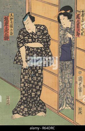 Utagawa Kunisada II - acteurs Bandô Hikosaburô V dans le rôle d'Ono no ...