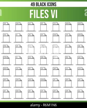 Pictogrammes noir / icônes sur les extensions de fichier. Toute la ...