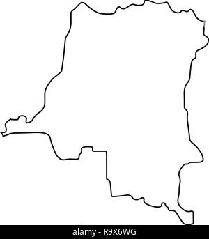 République du Congo silhouette contour map illustration avec les ...