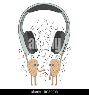 Personnage humain drôle d'oreille de dessin animé, corps et organe d ...