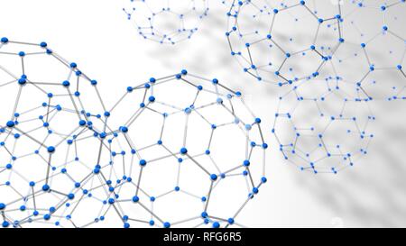 Structure très complexe formée par des tubes et sphères comme molécules ...