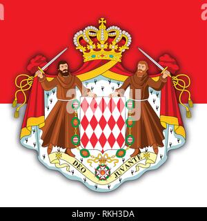 MONACO. drapeau avec les armoiries de Monaco sur l'prince nain Banque D ...