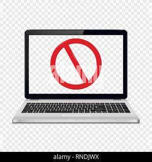 Panneau d'interdiction sur l'écran de l'ordinateur portable ...