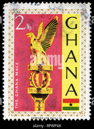 Timbre-poste du Ghana dans l'utting en service de la ligne aérienne ...