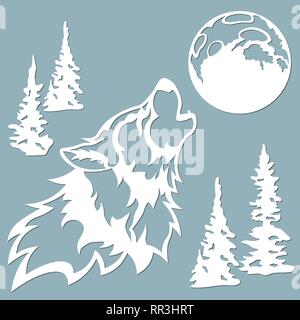 Illustration vecteur de loup. Loup de papier autocollant. Coupée au ...