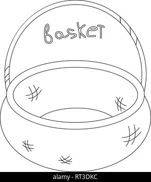 Les dessins au trait noir et blanc panier en osier panier affiche l ...