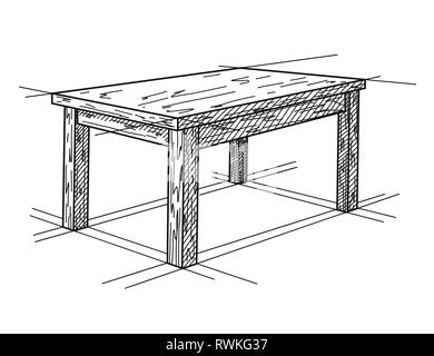 Croquis réalistes de la table en perspective. Vector illustration Image ...