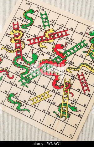 Gros plan de petits serpents et échelles jeu / jeu de société pour l ...