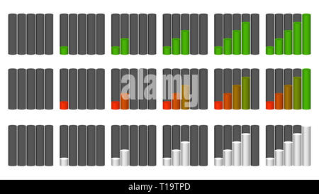 Vector set d'indicateurs. La progression, plénitude, étapes ou phases ...