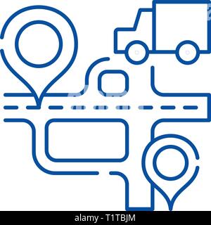 icône de ligne de route, symbole de contour, illustration vectorielle ...