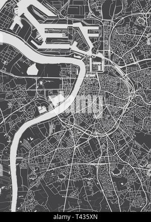 Plan de la ville d'anvers détaillée carte vectorielle, plan détaillé de ...