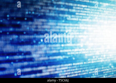 Code binaire bleu fond. transfert de données informatiques concept. L ...