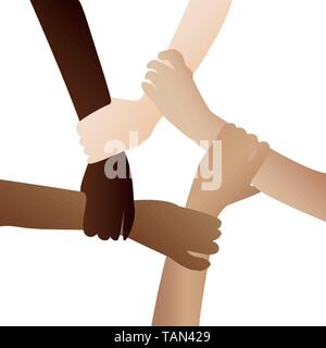 La main de l'homme avec la couleur de peau différente de la tolérance ...