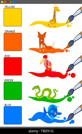 Illustration de dessins animés éducatifs de couleurs de base pour les ...