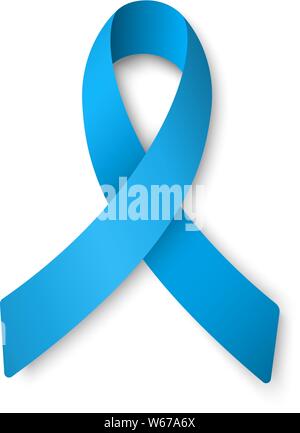 Ruban bleu réaliste, symbole de la Journée mondiale du cancer de la prostate en novembre ...