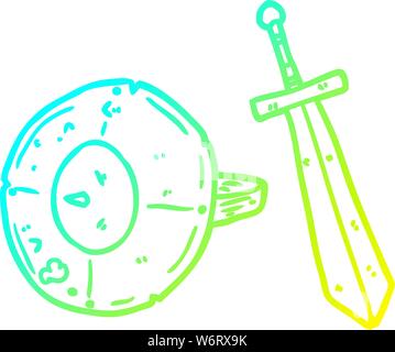 Le dessin des lignes d'un vieux gladiator le bouclier et l'épée Image ...