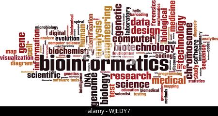 Mot de bioinformatique concept cloud. Collage de mots à propos de la ...