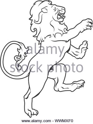 Lion debout un emblème héraldique Armoiries Vecteurs Et Illustration ...