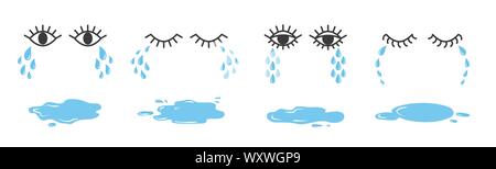 Visage en pleurs émoticône pictogramme rigolo Image Vectorielle Stock ...