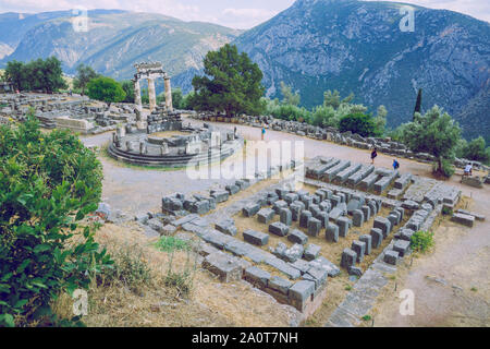 Città Delphi. Repubblica greca. Antiche rovine greche e colonne da ...