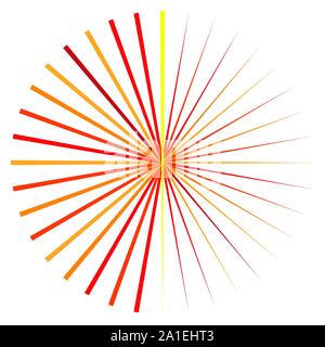 Arancione, giallo radiale, linee radianti. Raggi, travi. Raggiera ...