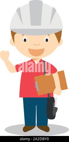 Illustrazione Vettoriale di Cartoon architetto maschio holding ...