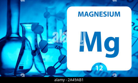 Magnesio Mg elemento chimico. Segno di magnesio con numero atomico. 12 ...