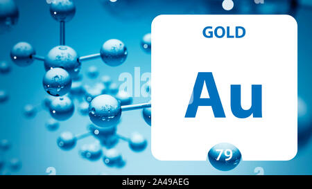 Oro Au elemento chimico. Segno di oro con numero atomico. 79 chimica ...