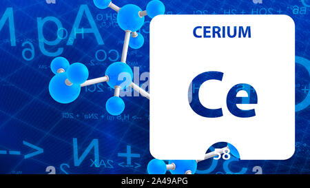 Il cerio Ce elemento chimico. Segno di cerio con numero atomico. 58 ...