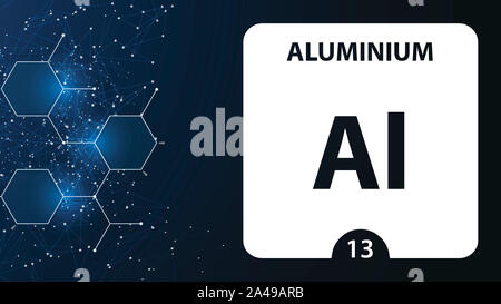 Alluminio Al elemento chimico. Segno di alluminio con numero atomico ...