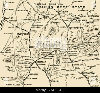 Mappa che illustra le operazioni sul fiume Orange, Orange Free state ...