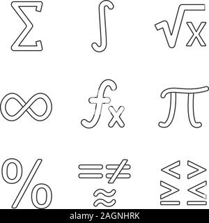 Simboli matematici icona lineare. Linea sottile illustrazione. È ...