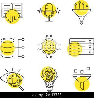 Set di icone lineari per l'apprendimento automatico. Classificazione ...