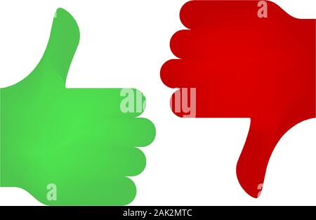 Il pollice verde e il pollice verso il basso rosso set di icone ...