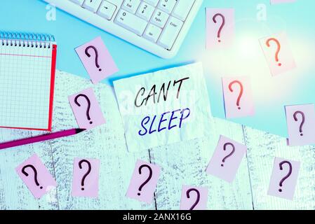 La grafia la scrittura di testo non può dormire. Foto concettuale ...