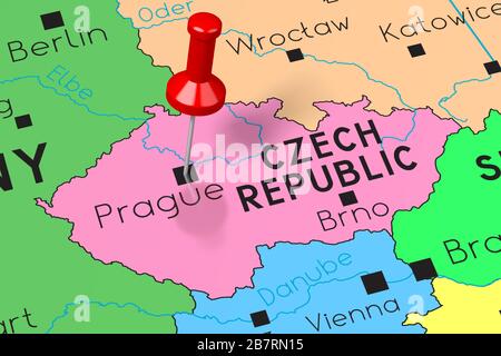 Repubblica ceca mappa politico con capitale Praga, i confini nazionali ...