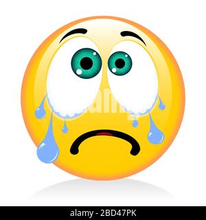 Un triste pianto gli Emoji emoticon Smiley face carattere con lo ...