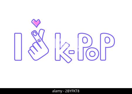 Io amo k pop. Il coreano simbolo Cuore a mano, amore simbolo in k pop ...