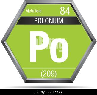 Simbolo del polonio. Elemento numero 84 della Tavola periodica degli ...