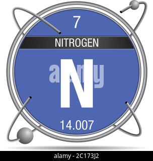 Simbolo azoto. Elemento numero 7 della Tavola periodica degli elementi ...