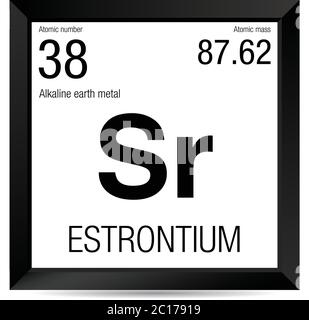Simbolo di stronzio. Elemento numero 38 della Tavola periodica degli ...