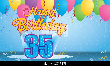 35 anni di compleanno. Numero con candela di festa per la torta di ...