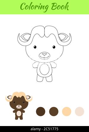 Libro da colorare piccolo muschio bue bambino. Pagina da colorare per ...