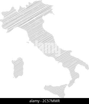 Scribble mappa dell'Italia. Schizzo mappa del Paese per una infografica, brochure e ...