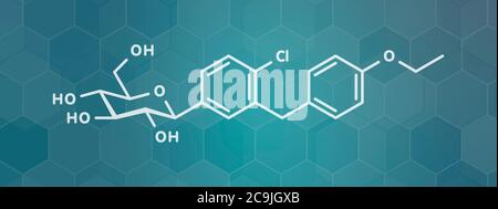 Dapagliflozin diabete molecola di farmaco. Inibitore delle proteine di ...