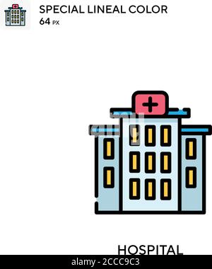 Hospital-1 icona colore lineo speciale. Modello di disegno simbolo ...