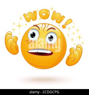 Emoticon emoji con una meraviglia o un'espressione sorpresa guardando ...